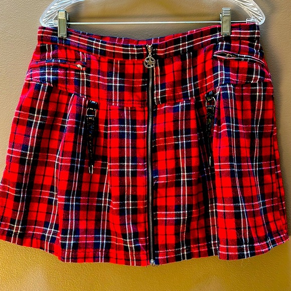 Skirts | Punk Red Flannel Plaid Mini Skirt | Poshmark